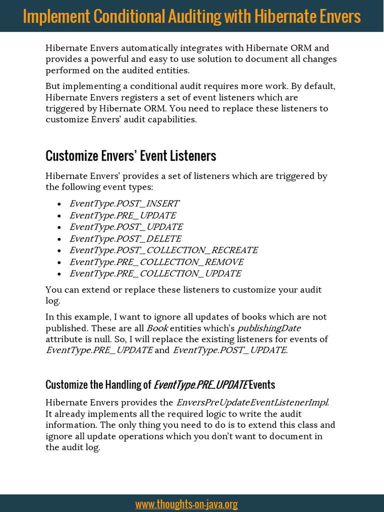 How To Implement Conditional Auditing With Hibernate Envers | PDF | Method (Computer Programming ...