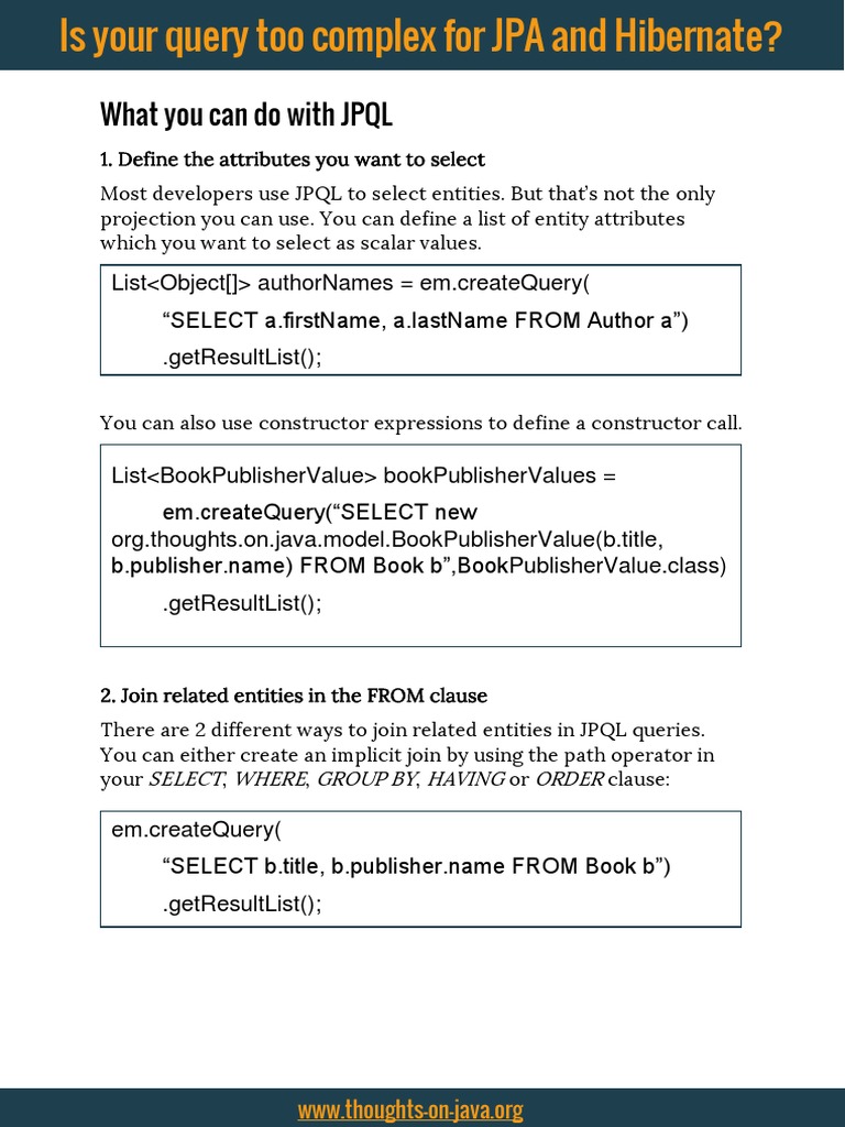 What You Can Do With JPQL: Select Where Group by Having Order | PDF | Information Technology ...