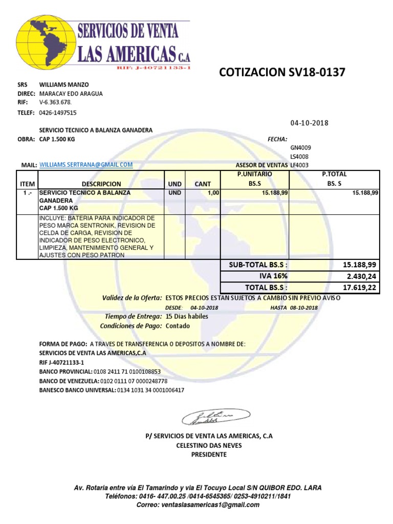 Cotizacion PDF | PDF | Venezuela | Bancario