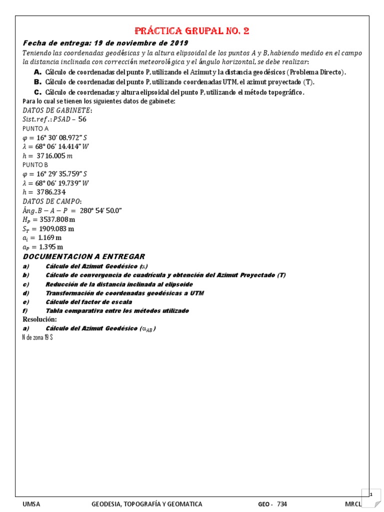 Practica de Geodesia 2 | PDF | Geodesia | Espacio