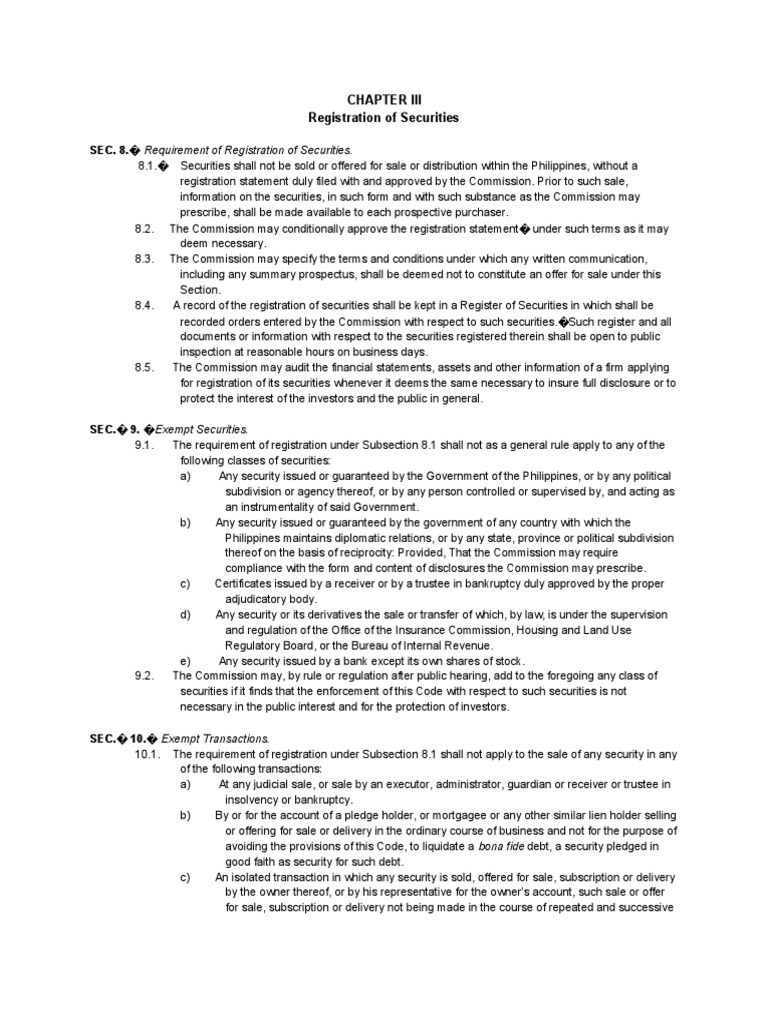 Chapter Iii Sec | PDF | Prospectus (Finance) | Securities (Finance)