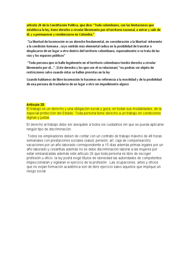 Artículo 24 de La Constitución Política | PDF