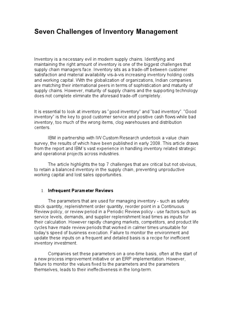Seven Challenges of Inventory Management | PDF | Inventory | Supply Chain