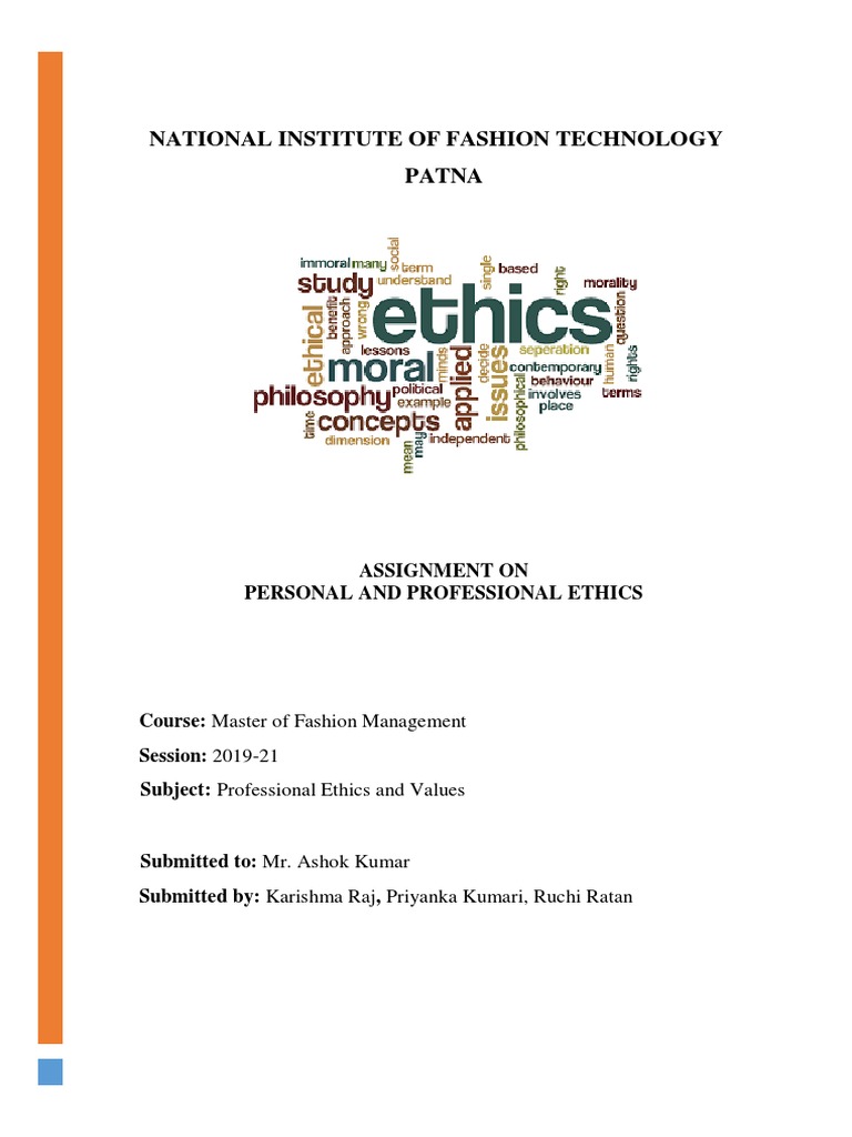 PERSONAL AND PROFESSIONAL ETHICS Assignment 1 | PDF | Value (Ethics) | Integrity