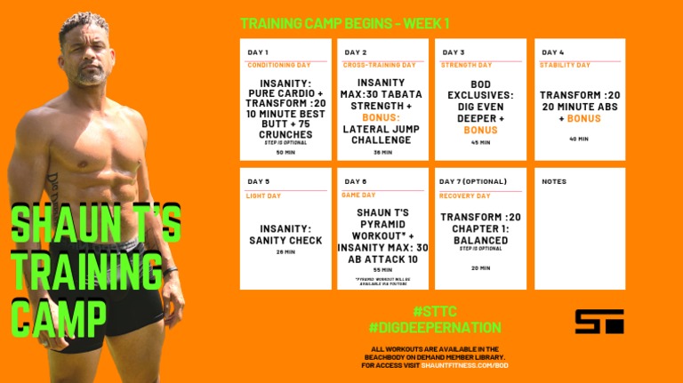 Shaun T - Week Calendar | PDF