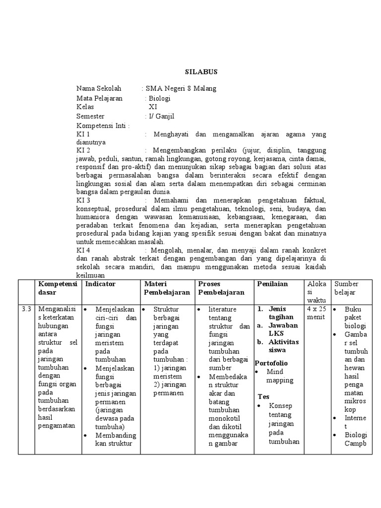 RPP Jaringan Tumbuhan | PDF