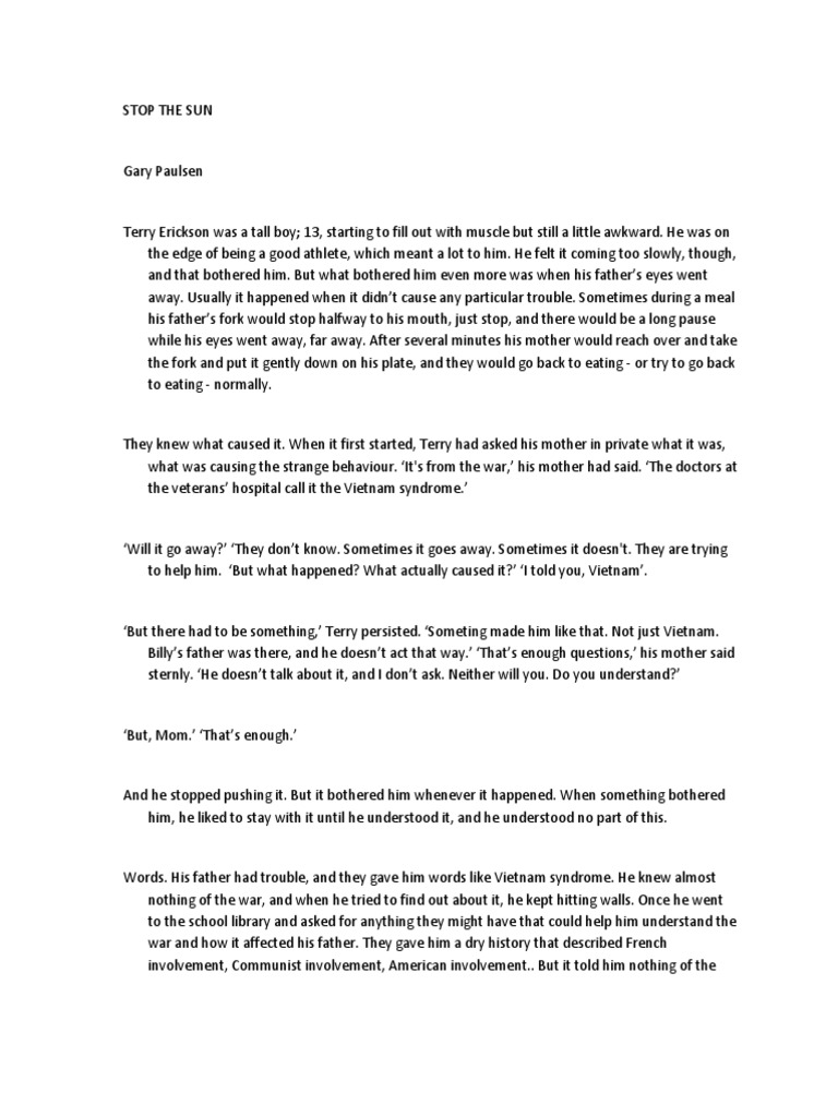 Stop The Sun Full Story | PDF