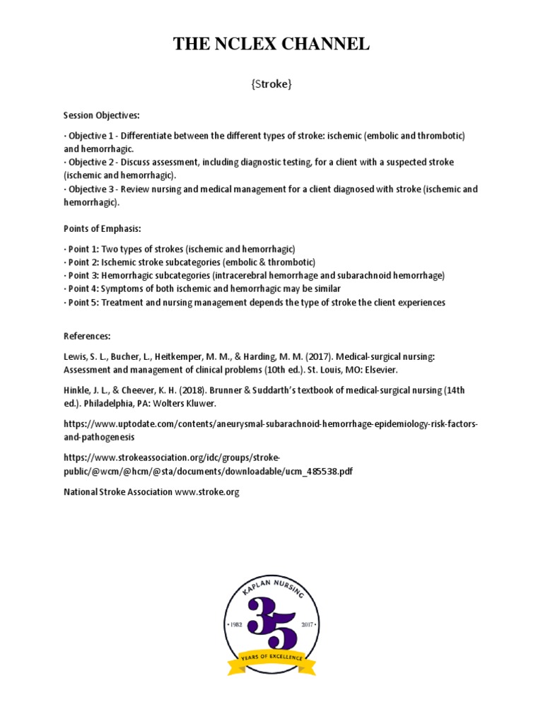 The Nclex Channel: (Stroke) | PDF