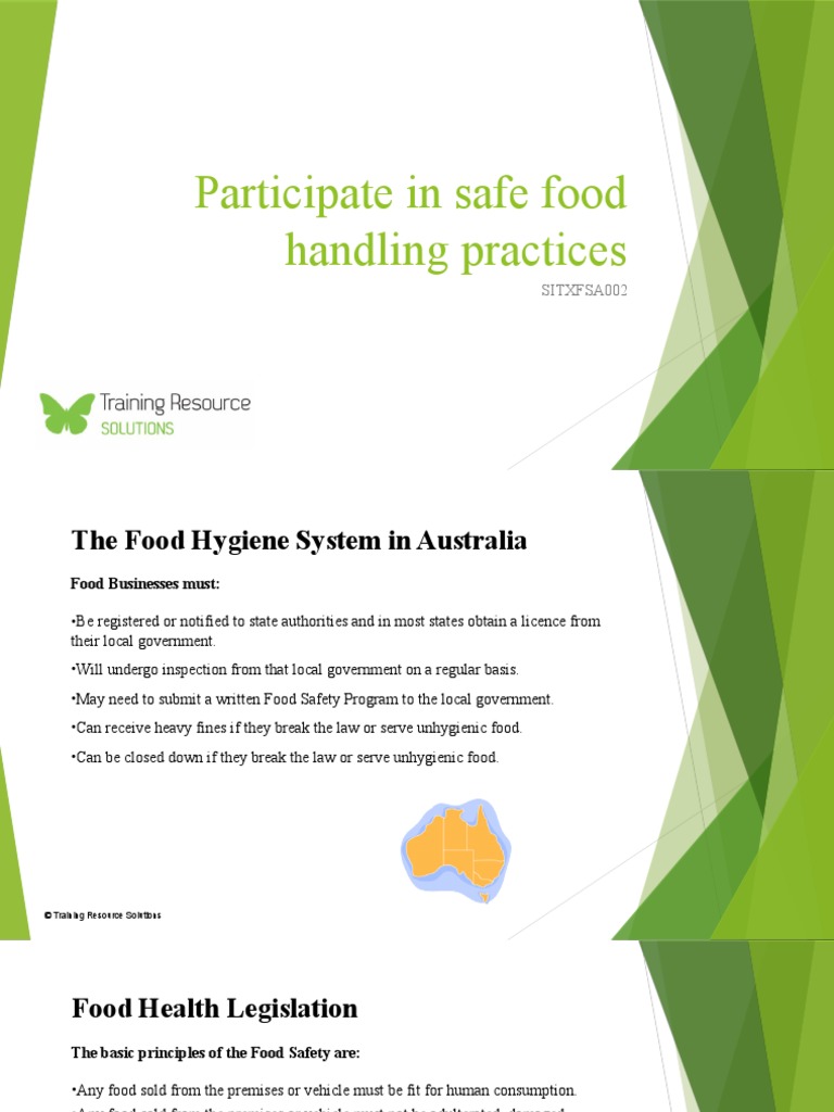Participate in Safe Food Handling Practices SITXFSA002 - Powerpoint ...