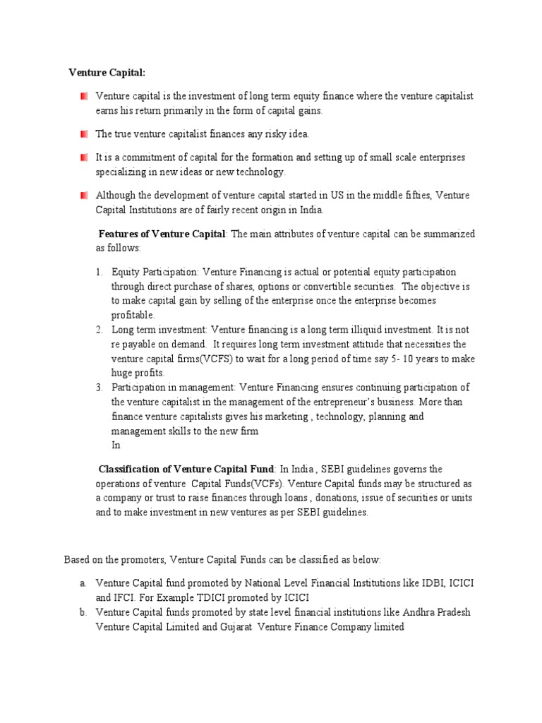 Features of Venture Capital: The Main Attributes of Venture Capital Can ...