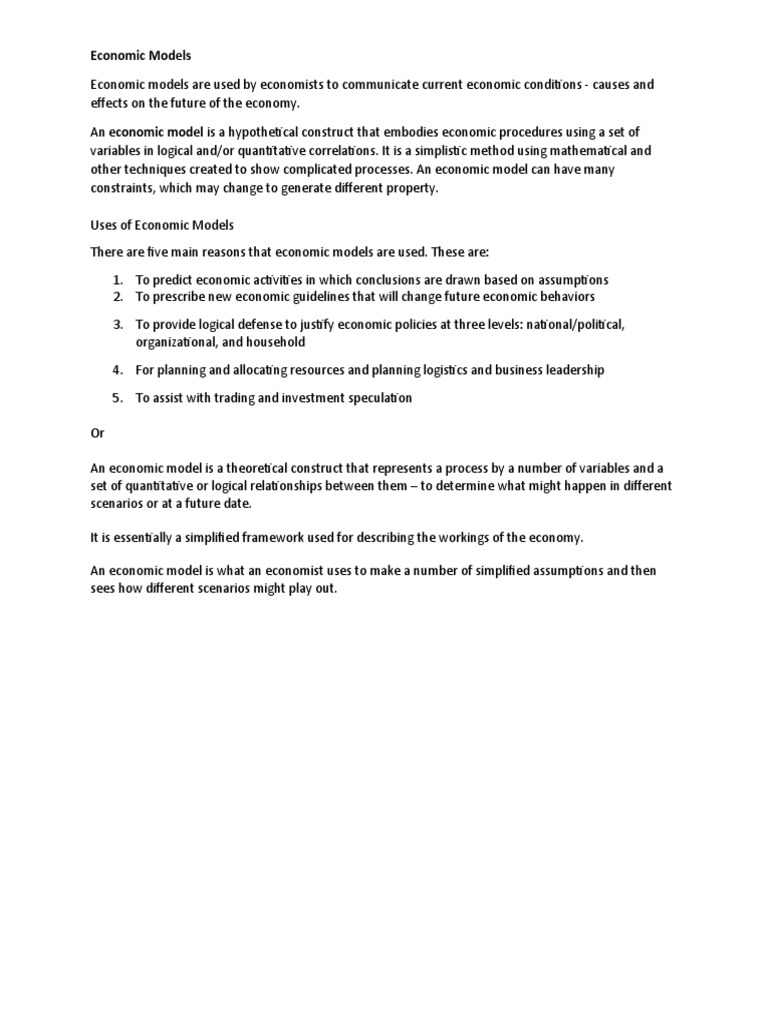 Economic Models | PDF | Economic Model | Economics