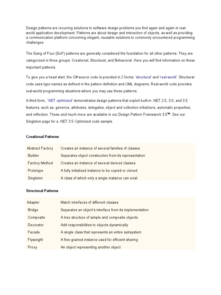 'Structural' 'Real-World': Creational Patterns | PDF | Class (Computer Programming) | Object ...