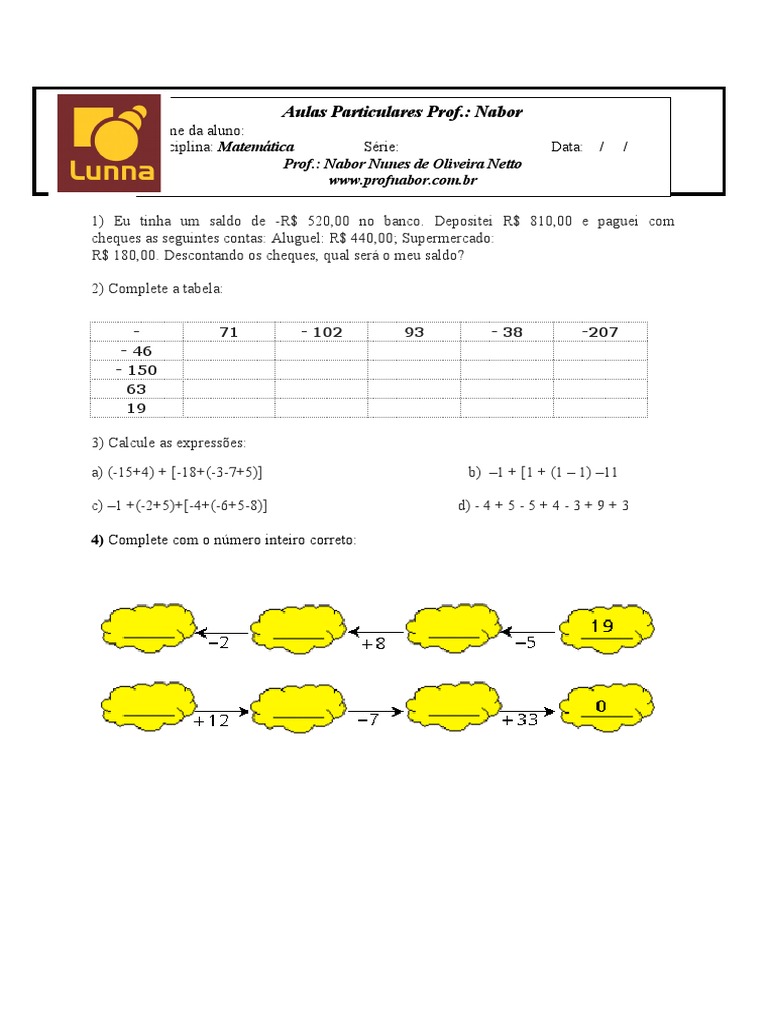 Conjunto Dos Numeros Inteiros II | PDF