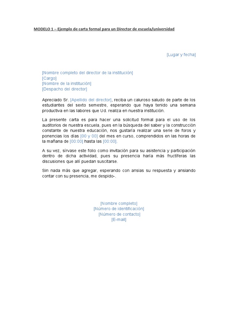 6 1 Modelo Carta Formal para Director - 24 | PDF | Business