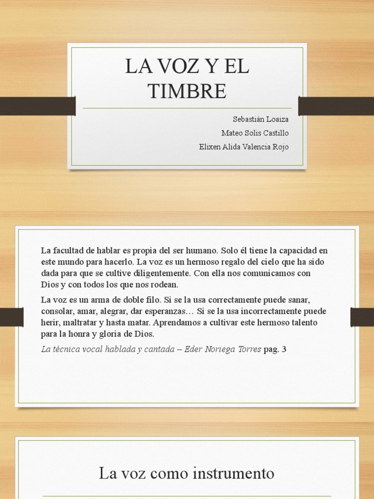 El Timbre y Clasificación de la Voz | PDF | Sonido | Elementos de la música
