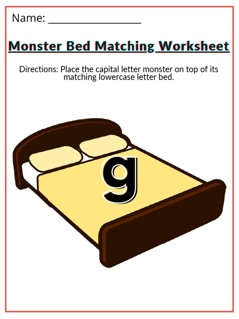 Monster Bed Matching Activity Sheet | PDF