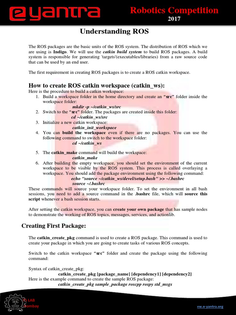 Creating Workspace and Learning ROS PDF | Download Free PDF ...