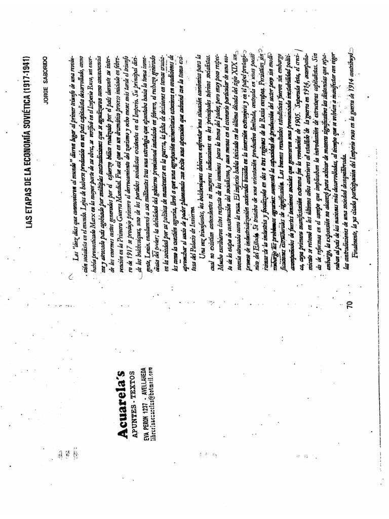 Jorge Saborido - Las Etapas de La Economia Sovietica 1917-1941 | PDF
