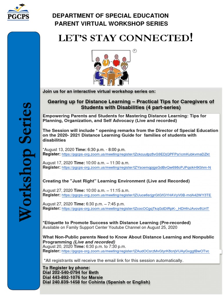 PGCPS Department of Special Education Parent Virtual Workshop Series ...