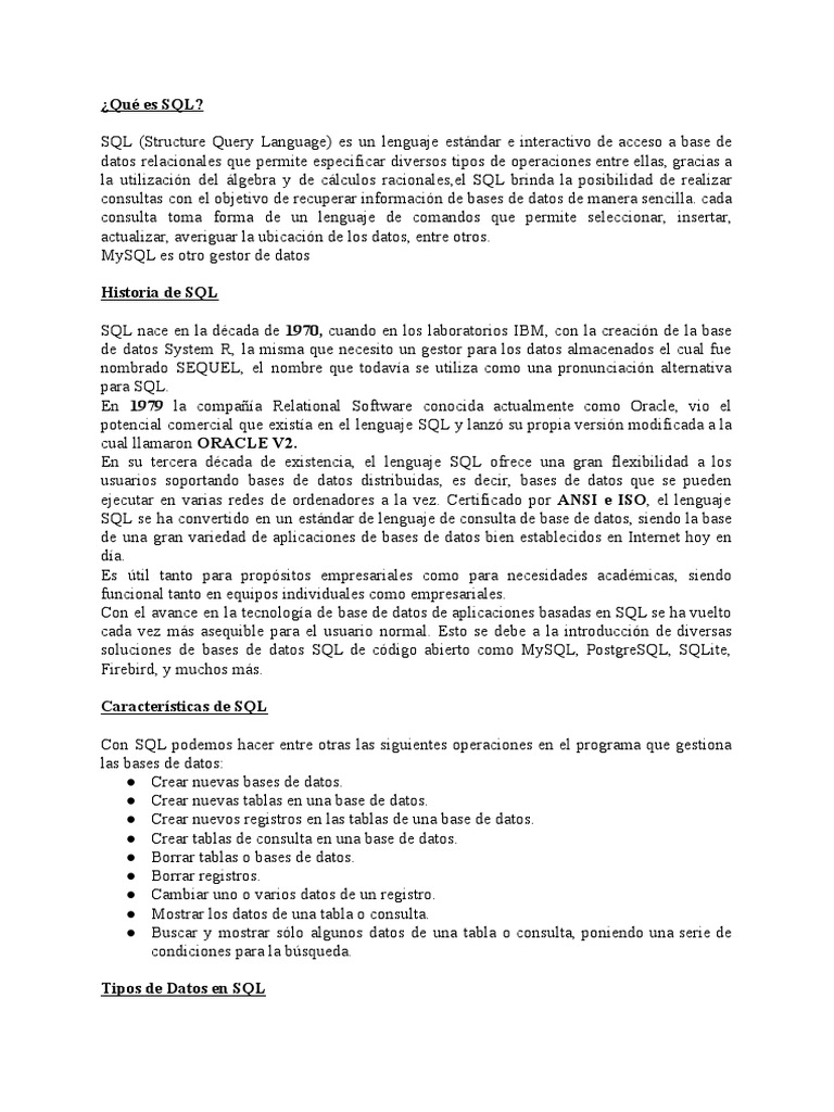 Introducción A SQL PDF | PDF | SQL | Servidor SQL de Microsoft