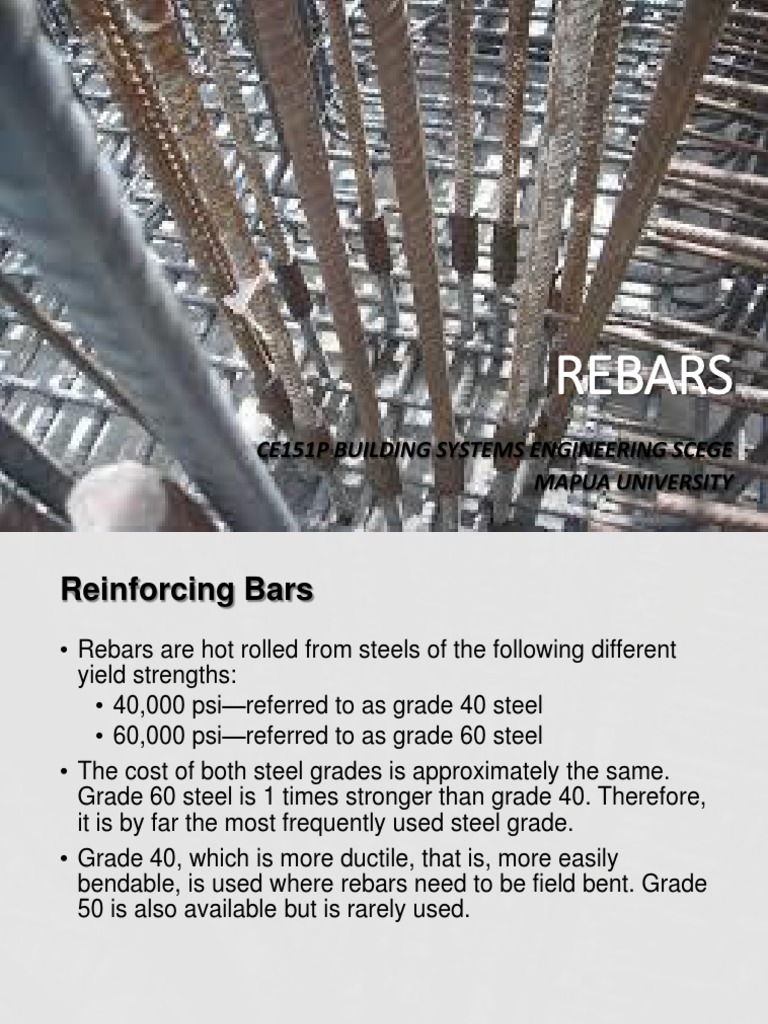 Lec7 Ce151p 2Q 1819 Rebars | PDF | Strength Of Materials | Metals