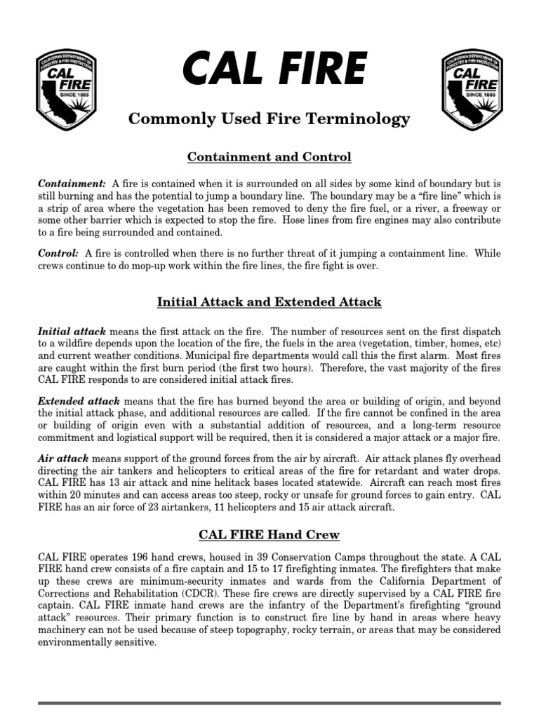 Fire Terminology - Cal Fire | PDF | Fires | Wildland Fire Suppression