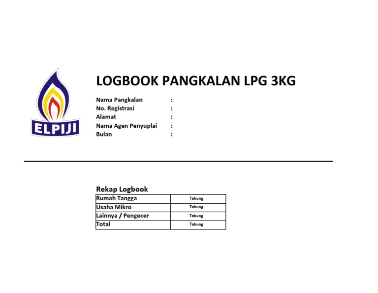 Logbook Pangkalan LPG 3KG Bulanan | PDF