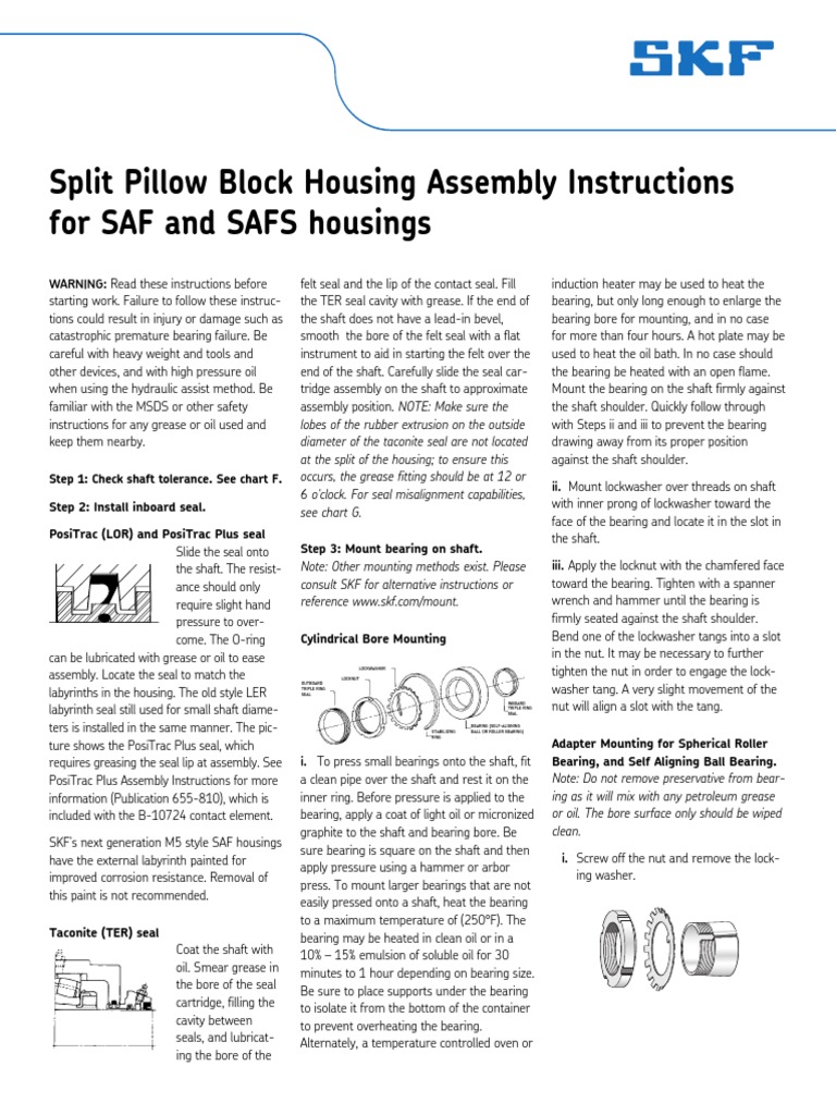 SKF SAF and SAFS Installation and Maintenance OMs English 1 PDF | PDF ...