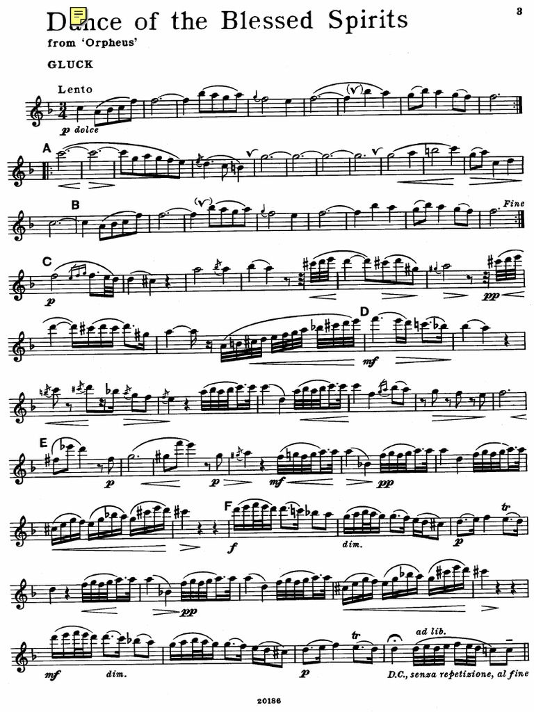 Gluck Dance of Blessed Spirits (Flauto) PDF | PDF