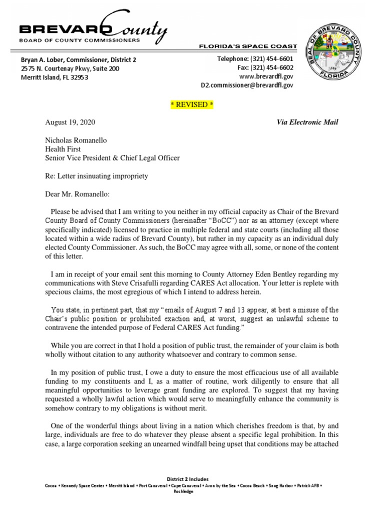 Letter To Health First | PDF | 501(C) Organization | Employment