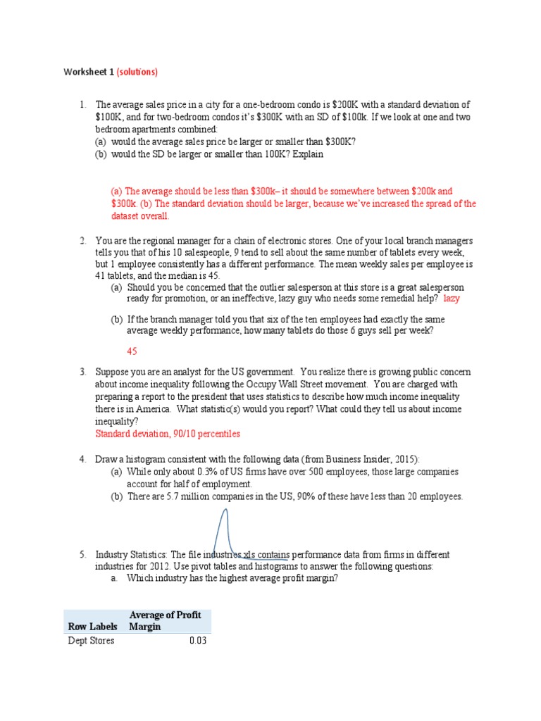 Worksheets 1 3 Solutions Pdf Standard Error Errors And Residuals 