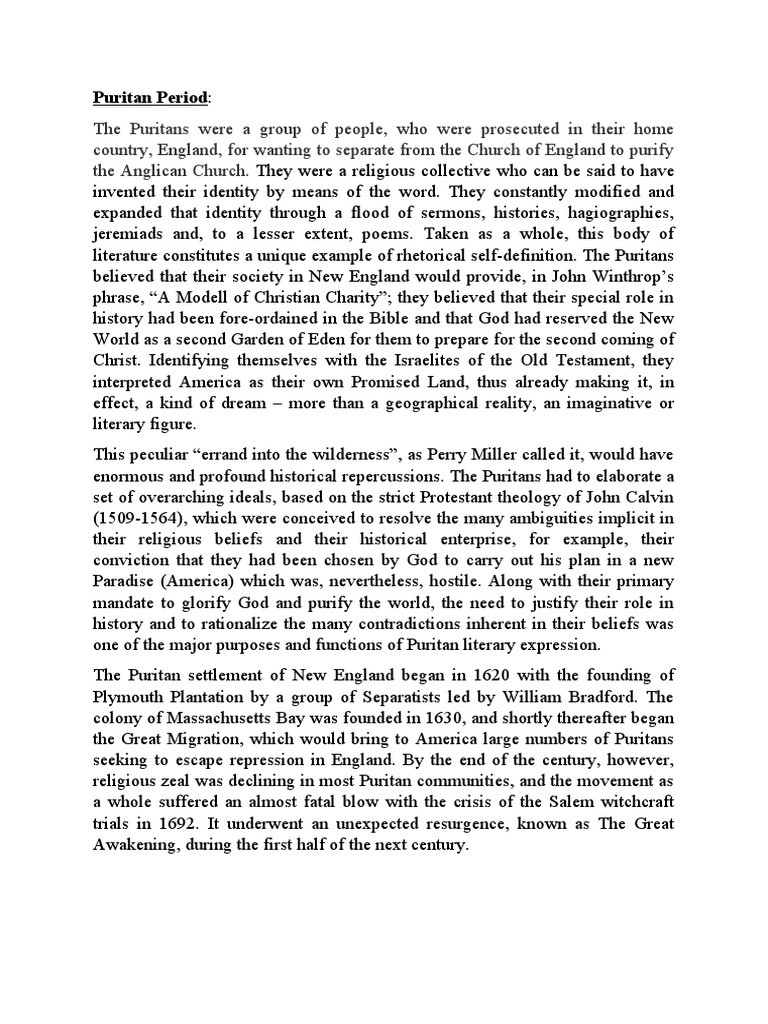 Puritan Period | PDF | Puritans | Elizabeth I Of England