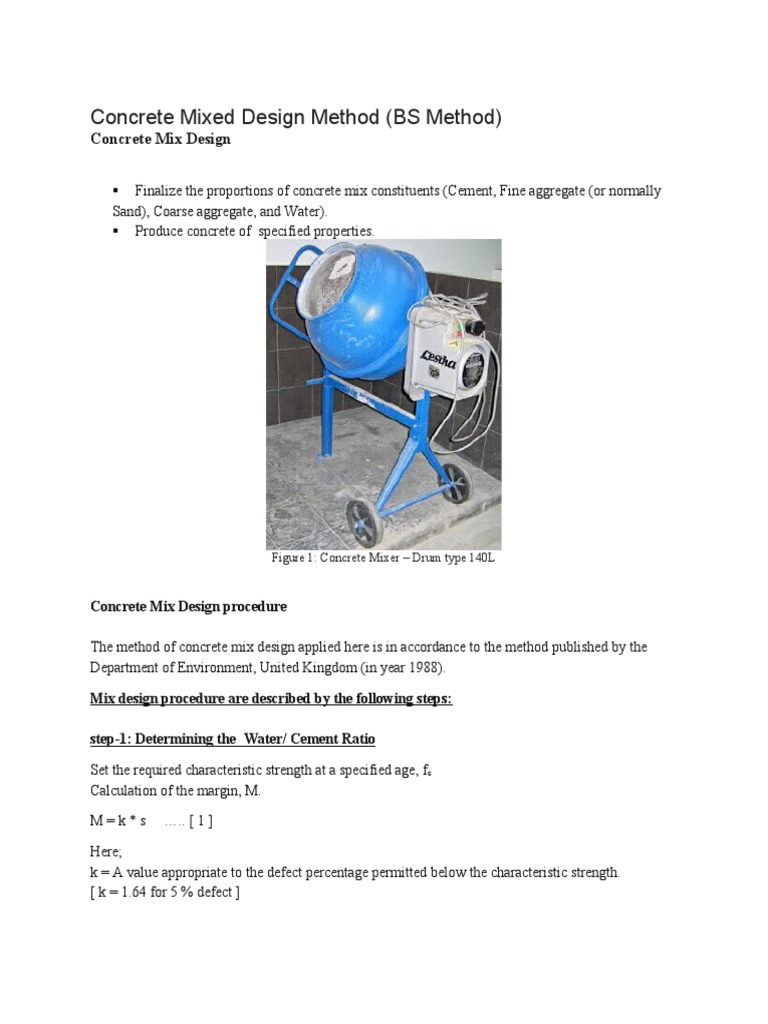 BS Concrete Mix Design Method Guide | PDF | Construction Aggregate ...