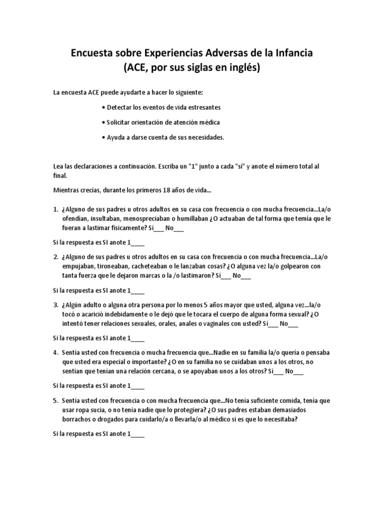 Understanding Adverse Childhood Experiences: An ACE Survey | PDF ...