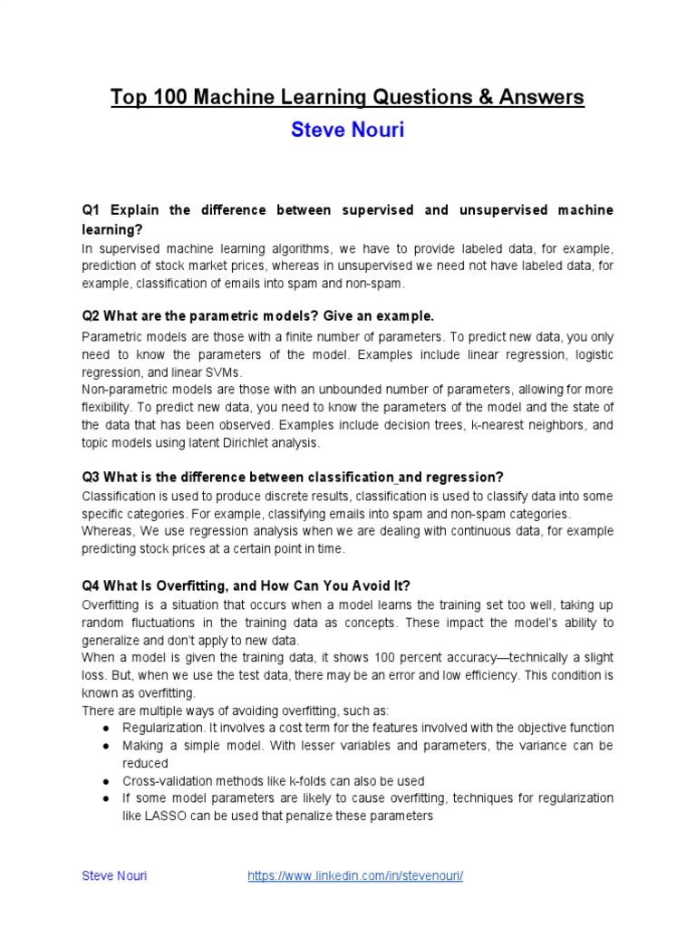 ML Interview Questions PDF | PDF | Machine Learning | Regression Analysis