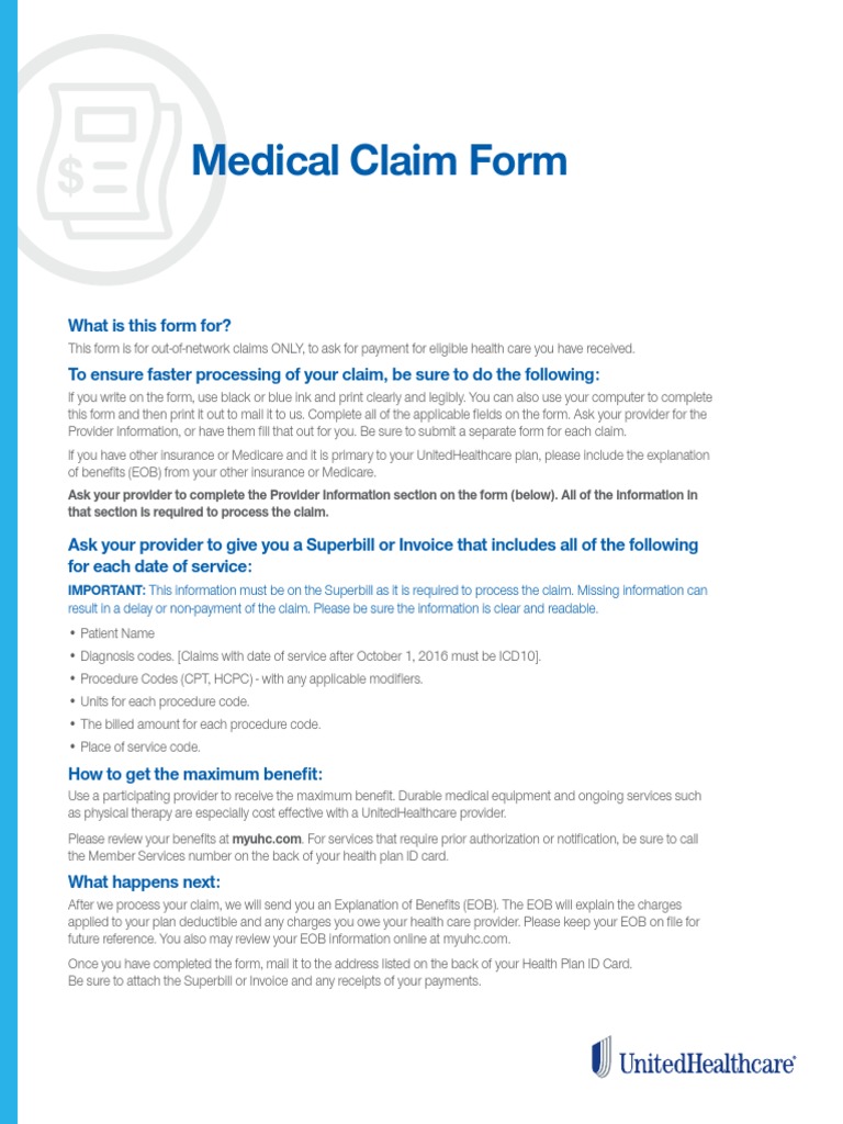Medical Claim Form | PDF | Insurance | Medicare (United States)