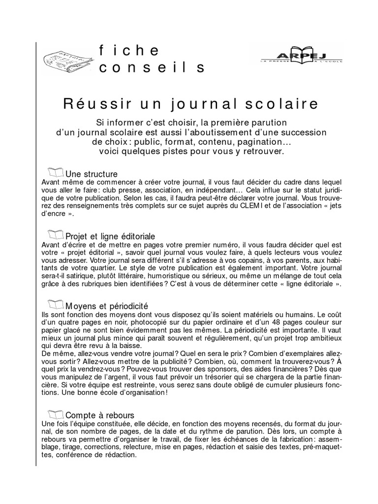 Créer un journal scolaire réussi | PDF | Journaux | Journaux et magazines