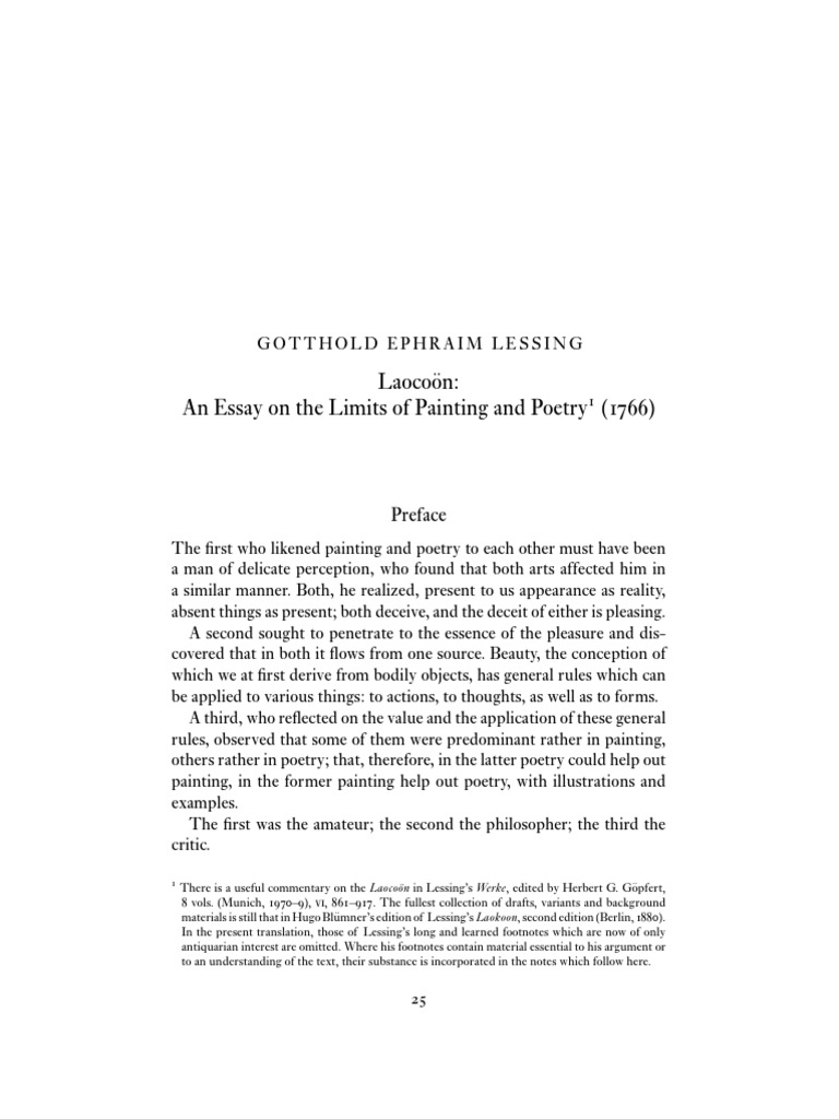 Lessing's Laocoön: Art and Poetry Limits | PDF | Paintings | Sophocles