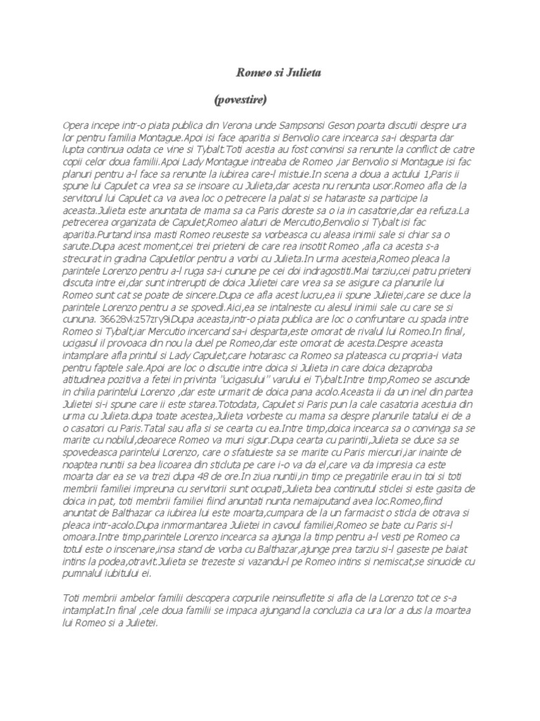 Romeo Si Julieta - Povestire | PDF
