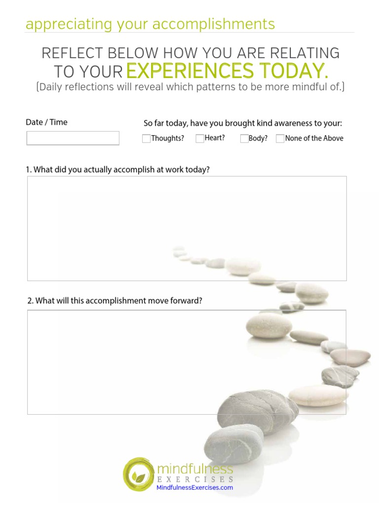 Appreciating Your Accomplishments-Mindfulness - Exercises | PDF