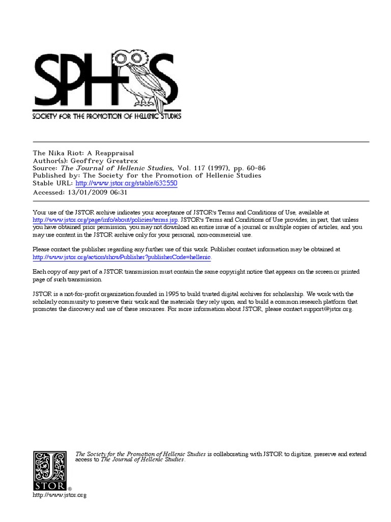 GREATREX, Geoffrey - Nika Riot, A Reappraisal | PDF | Justinian I ...