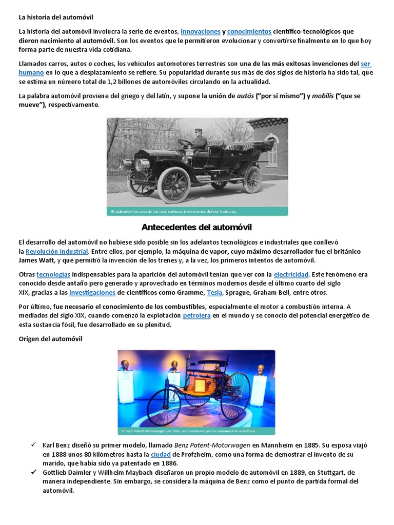La Historia Del Automóvil | PDF | Coche | Transporte