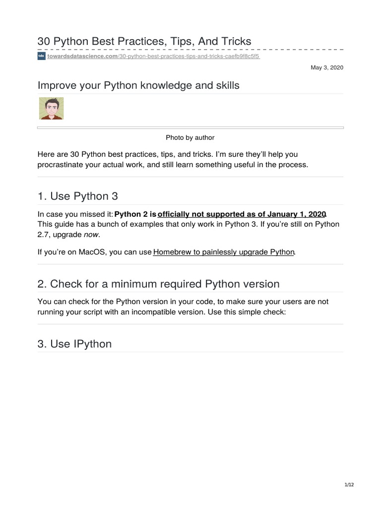 Python Best Practices Tips and Tricks | PDF | Class (Computer ...