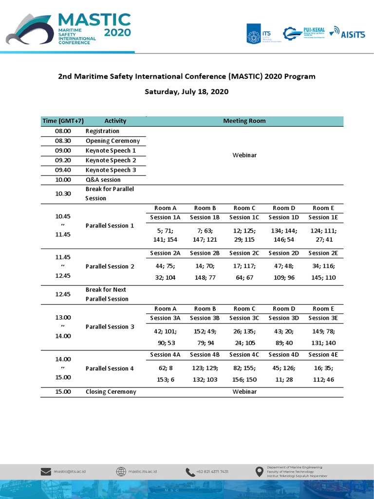 MASTIC 2020 Maritime Safety Conference Schedule | PDF