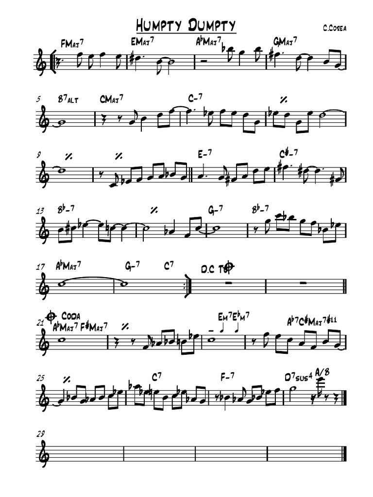 Humpty Dumpty: Fmaj7 Emaj7 Abmaj7 Gmaj7 | PDF