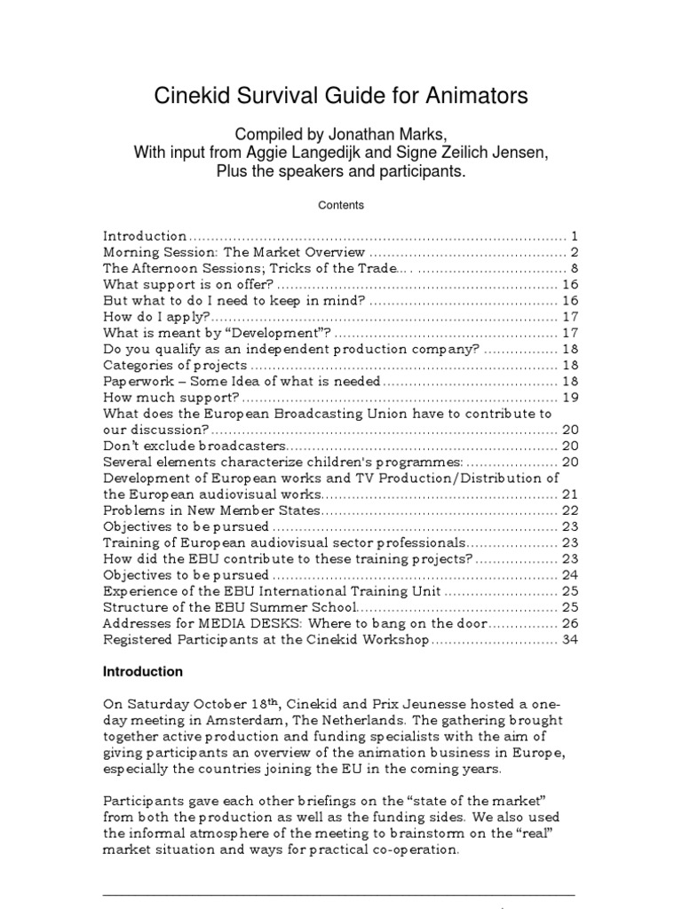 Survival Guide For Animators | PDF | European Union | Public Broadcasting