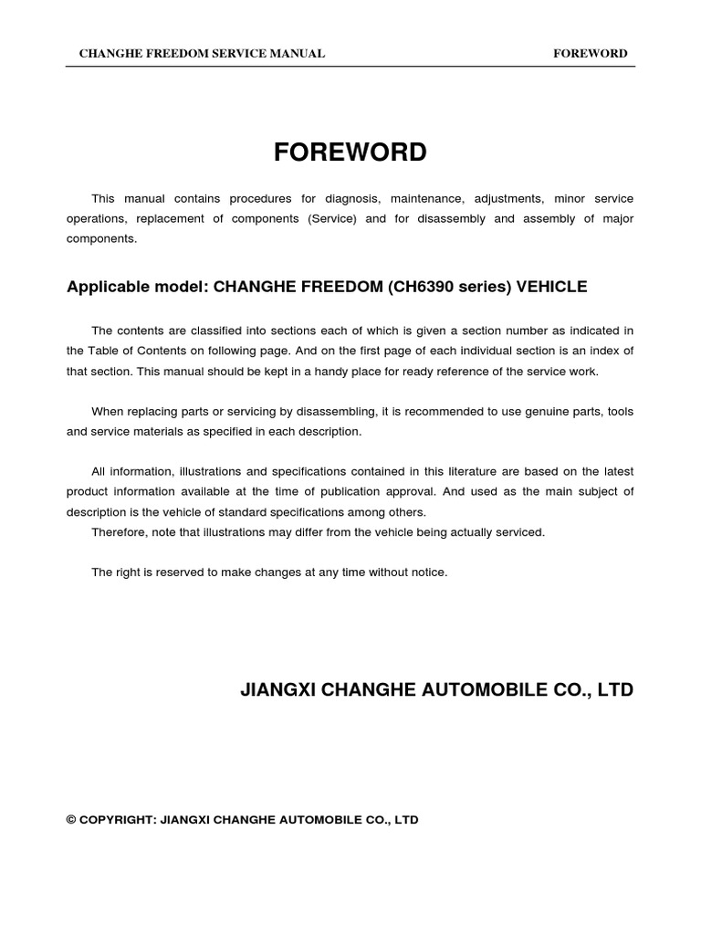 CHANGHE Freedom Service Manual PDF | PDF | Airbag | Nut (Hardware)