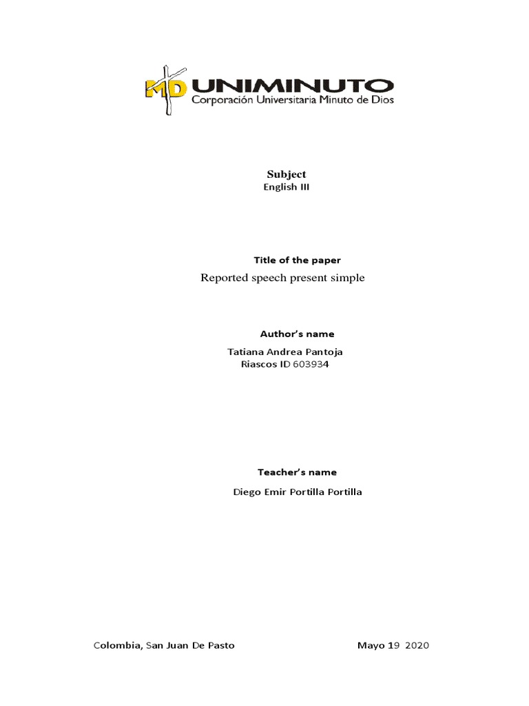 Reported Speech in Present Simple | PDF