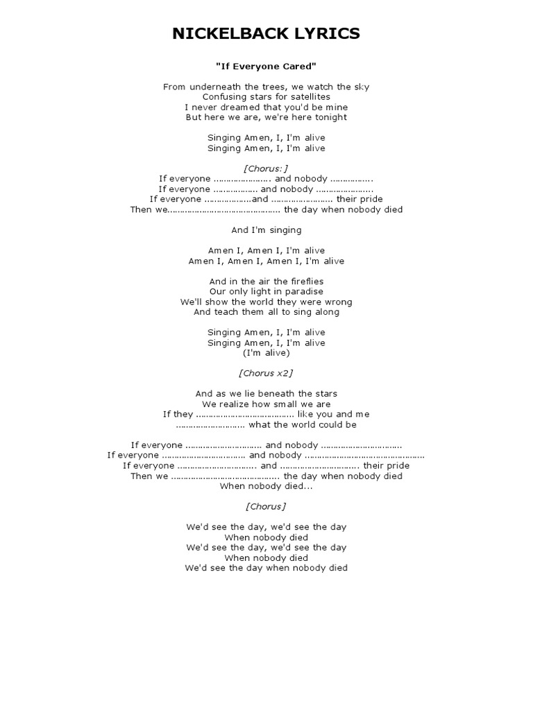 NICKELBACK LYRICS Fill in The Gaps | PDF | Art