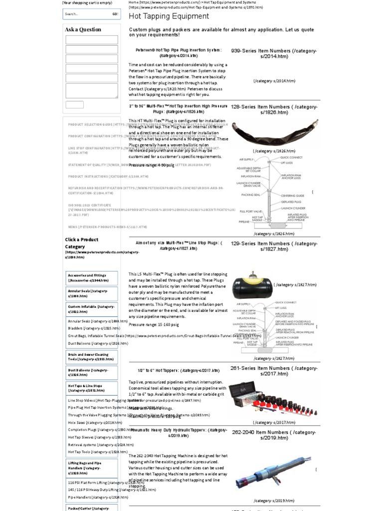 Hot Tapping Equipment - Line Stopping Equipment | PDF | Tap (Valve ...